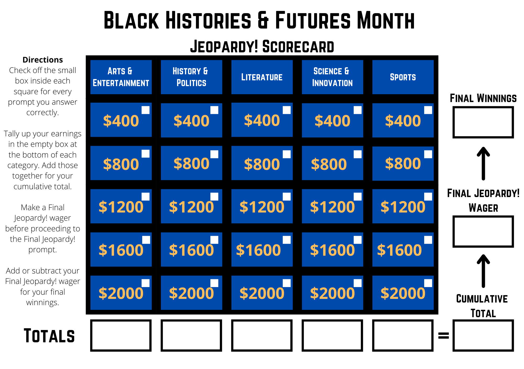Programs: Black History Month Jeopardy! – Public Library World